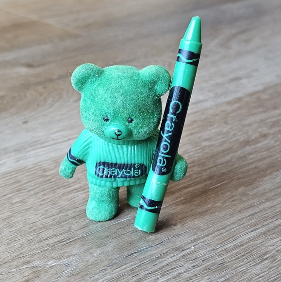Crayola | Toys | Vintage Flocked Green Crayola Bear Collectible Crayola ...